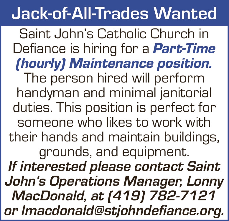 Maintenance Position, St John's Catholic Church
